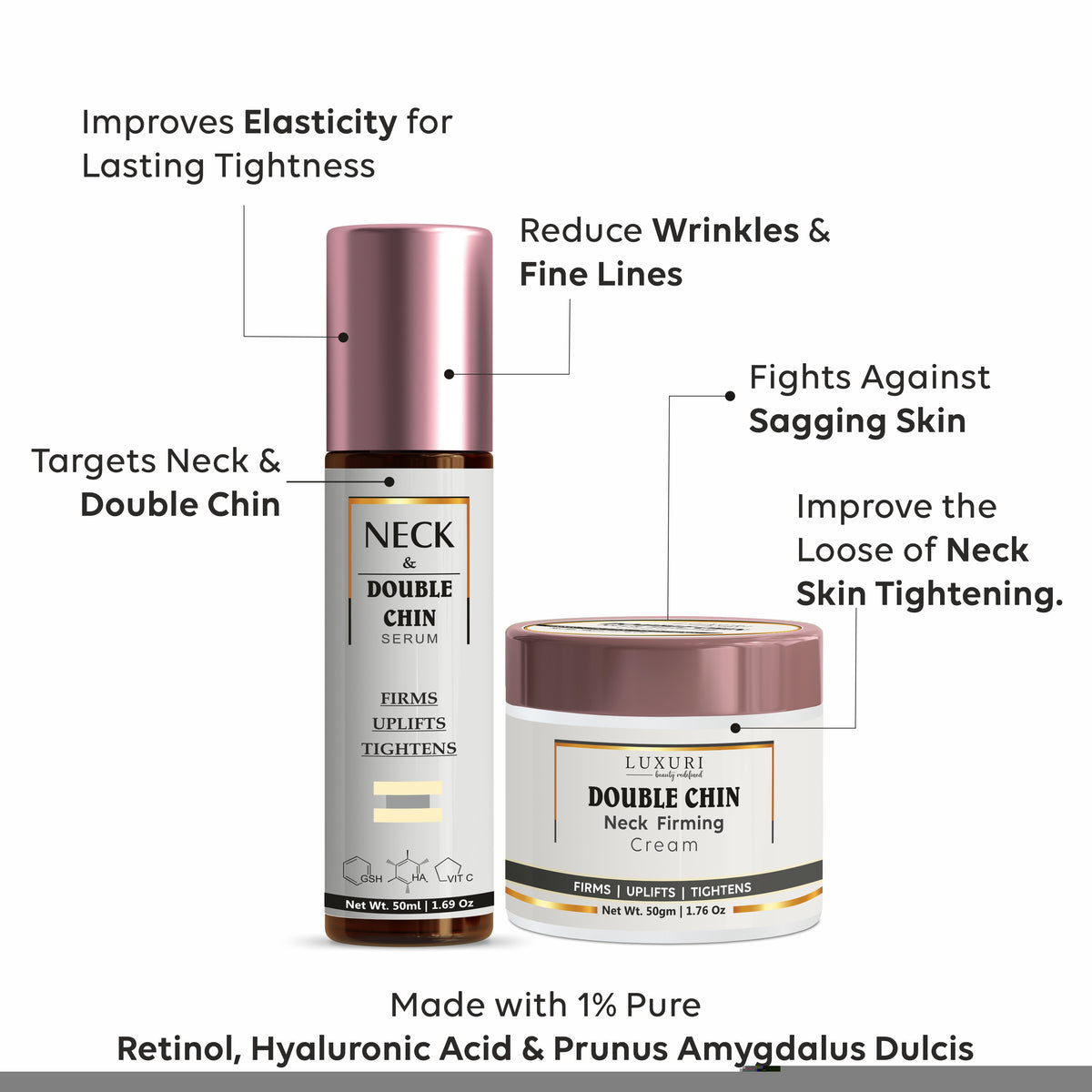 LUXURI | Neck-Double Chin Firming & Tightening Cream and Serum Combo ...